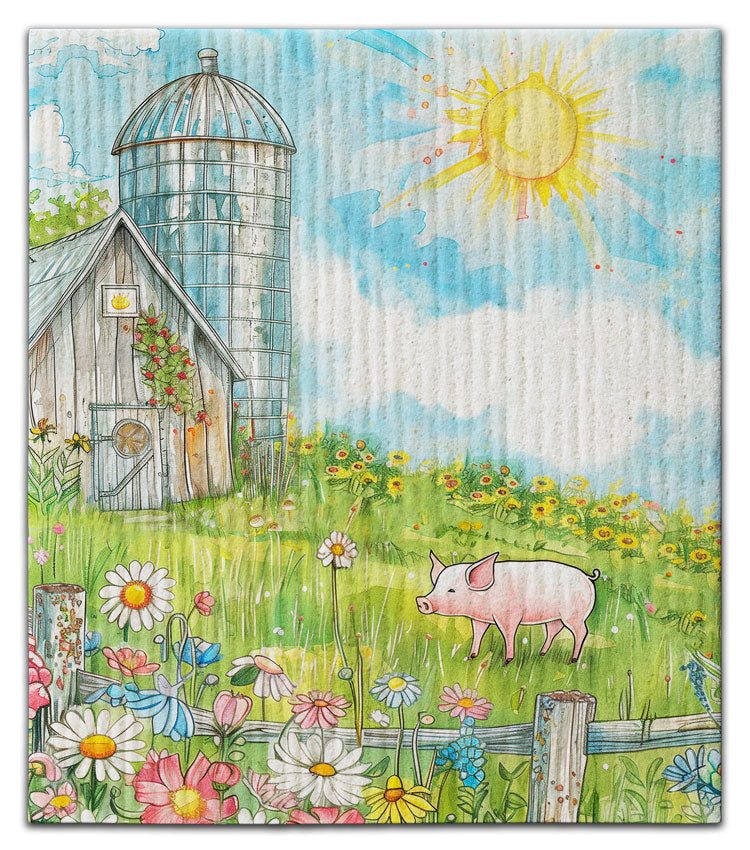 Pig & Barn Dishcloth – CJ Bella Co.
