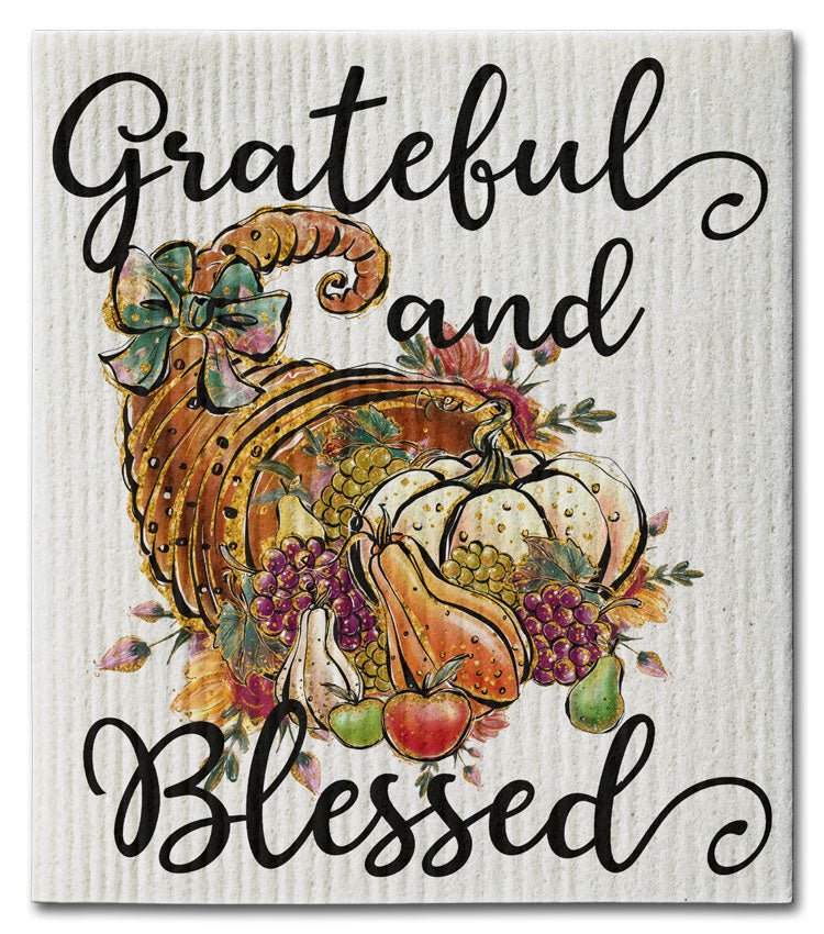 Grateful and Blessed Cornucopia Dishcloth – CJ Bella Co.
